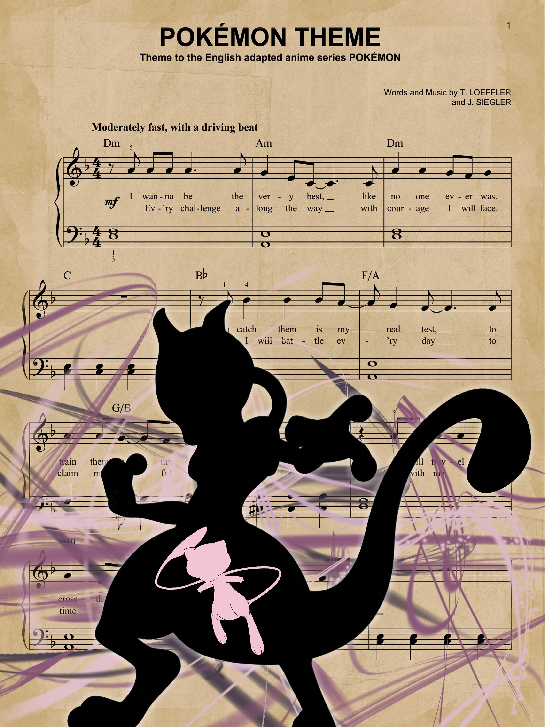 Pokémon Mewtwo and Mew Graphic - Poster, Wallpaper, Background - Etsy