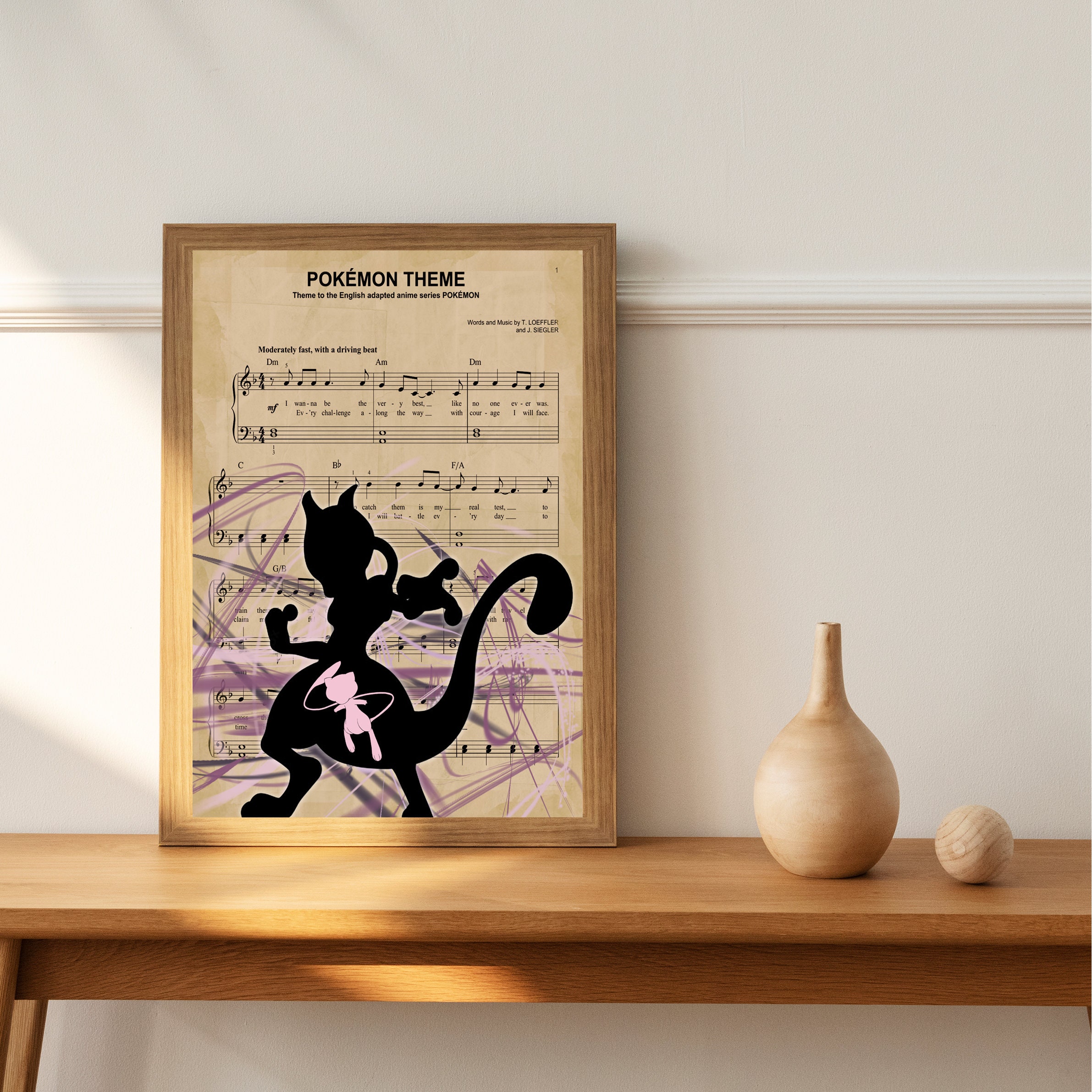 Pokémon Mewtwo and Mew Graphic - Poster, Wallpaper, Background - Etsy