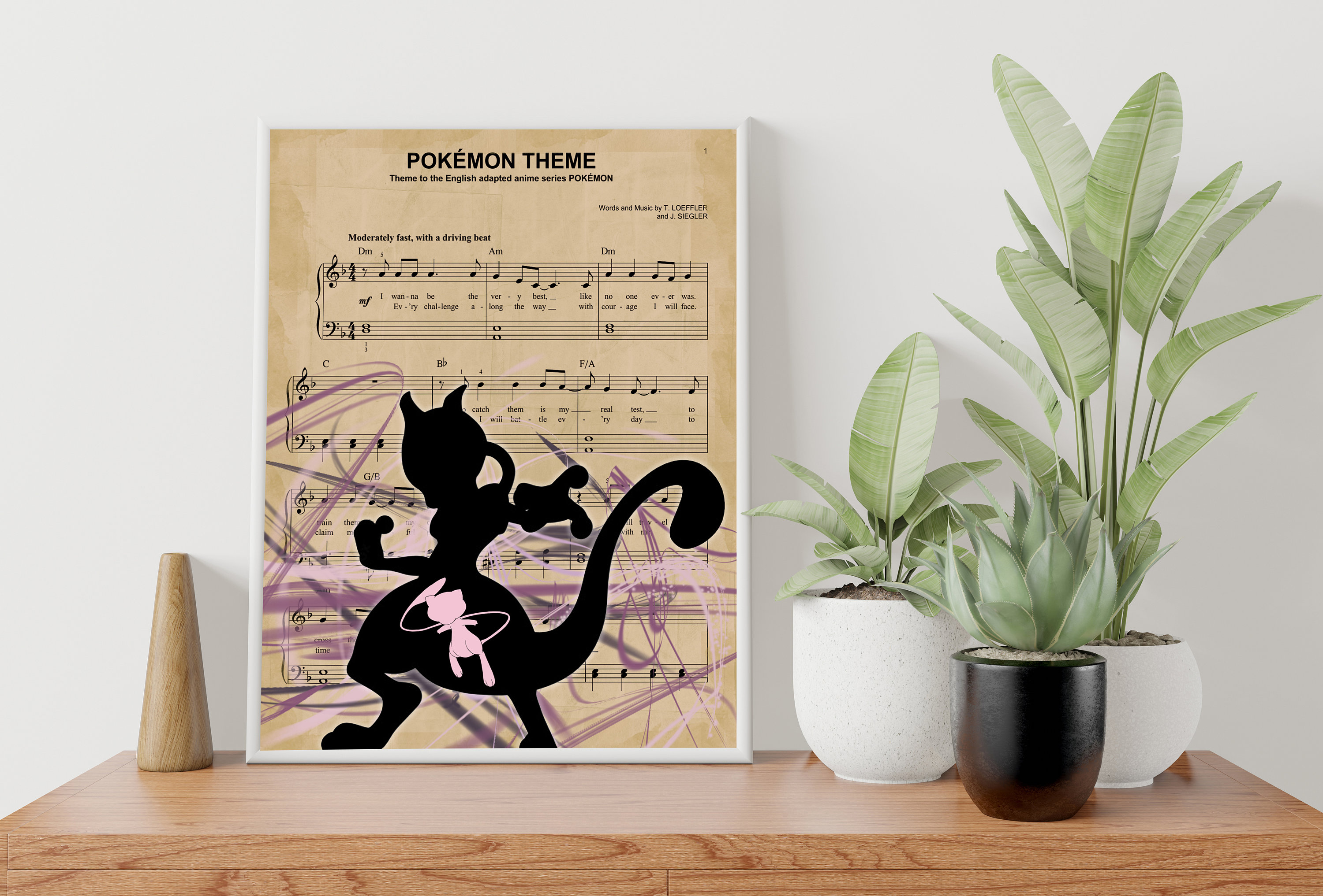 Pokémon Mewtwo and Mew Graphic - Poster, Wallpaper, Background - Etsy