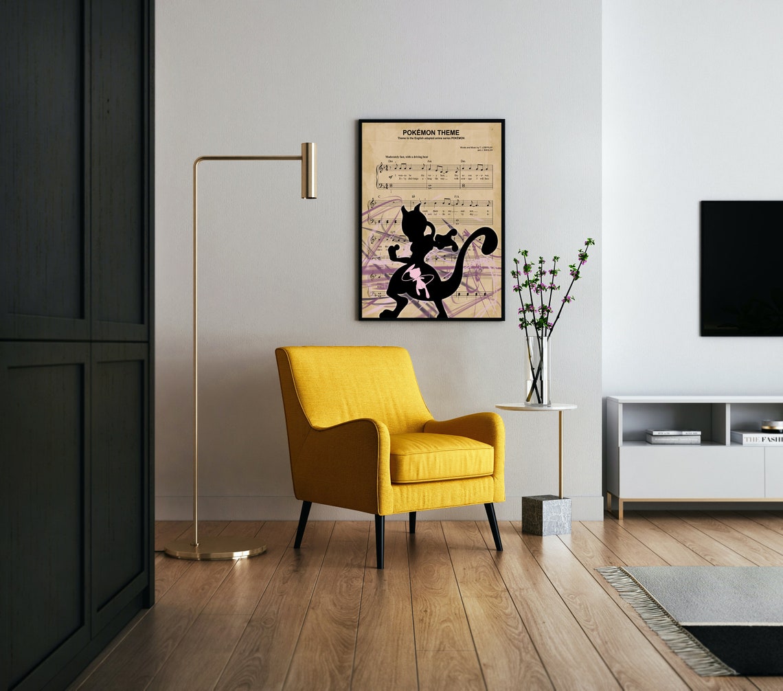 Pokémon Mewtwo and Mew Graphic - Poster, Wallpaper, Background - Etsy