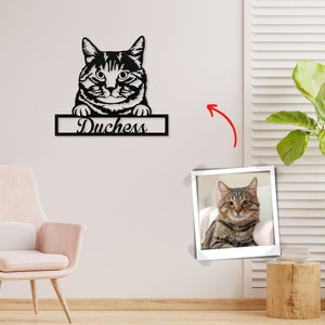 Custom Cat Name Sign, Metal Cat Silhouette, Personalized Pet Wall Art ...