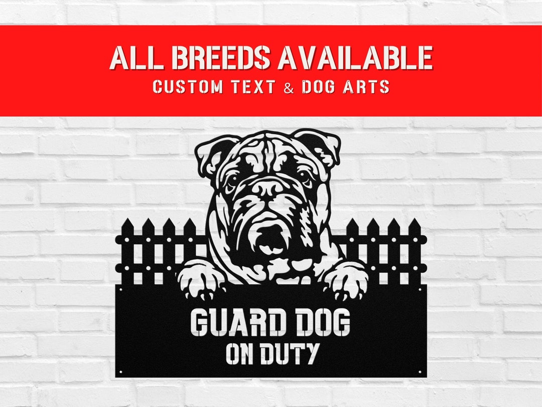 Guard Dog on Duty Sign Dog Protective Metal Sign Watchdog Security Dog ...