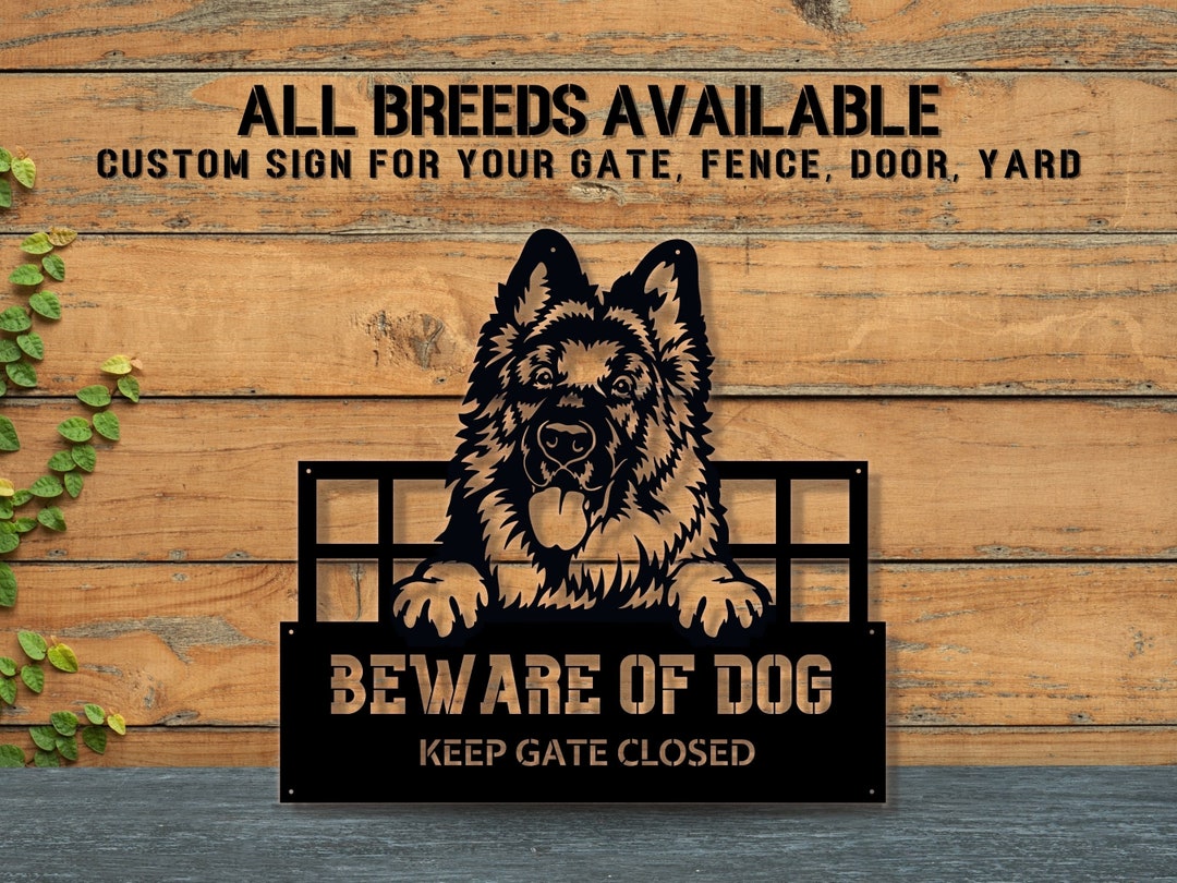 Custom Beware of Dog Metal Sign: Personalised Pet Gate Fence Yard ...
