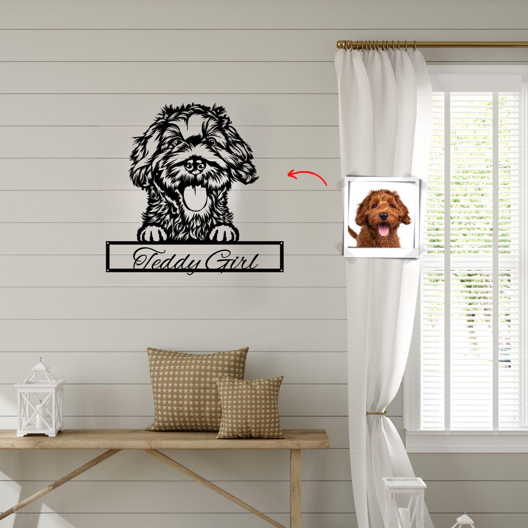 Custom Dog Metal Sign: Personalized Hand-drawn Puppy Silhouette Iron ...
