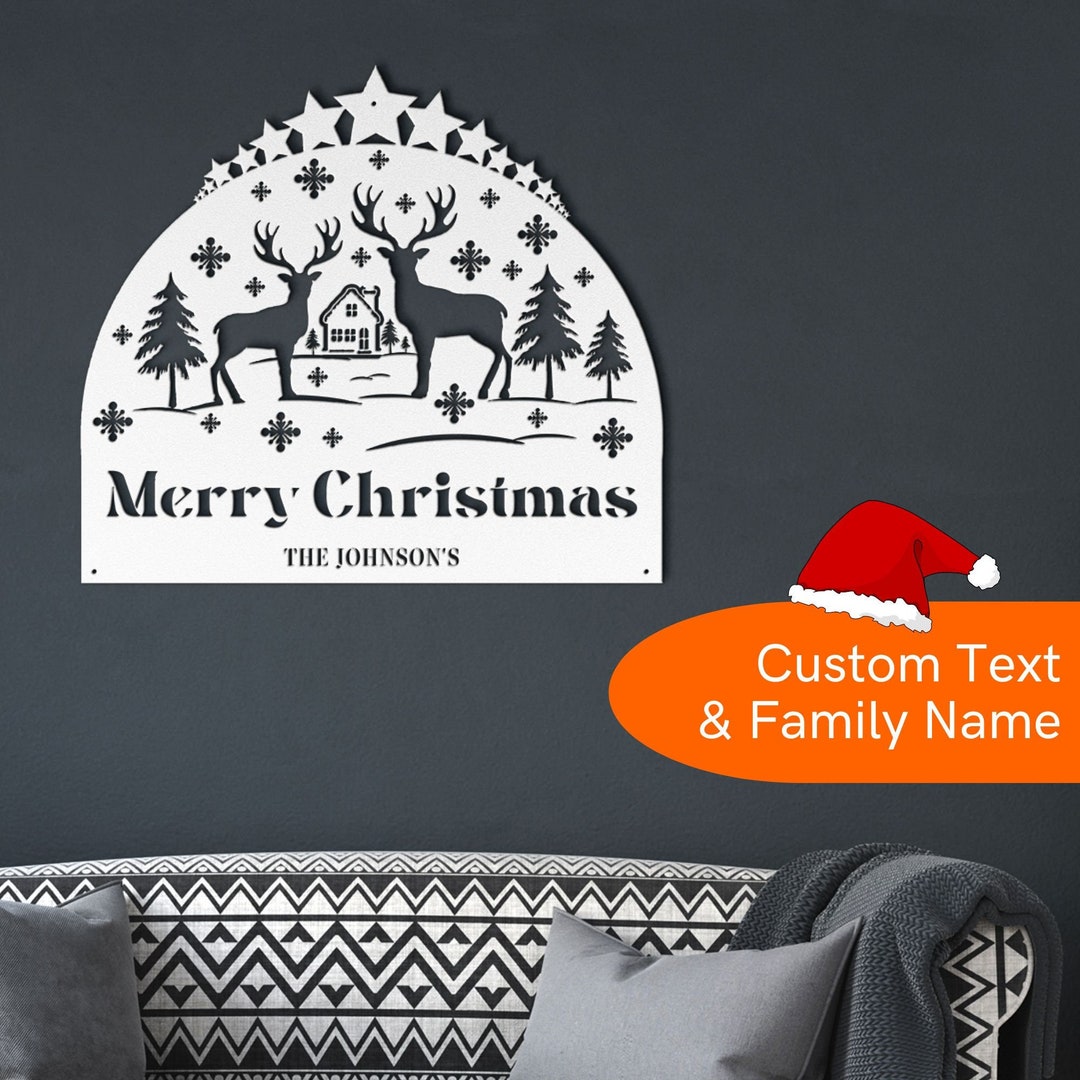 Christmas Decor, Custom Christmas Metal Sign With Family Name, Metal ...