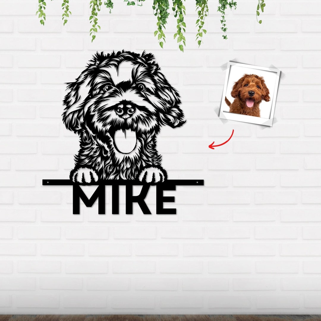 Dog Name Signs Custom Dog Face Metal Silhouette Dog Monogram Realistic ...