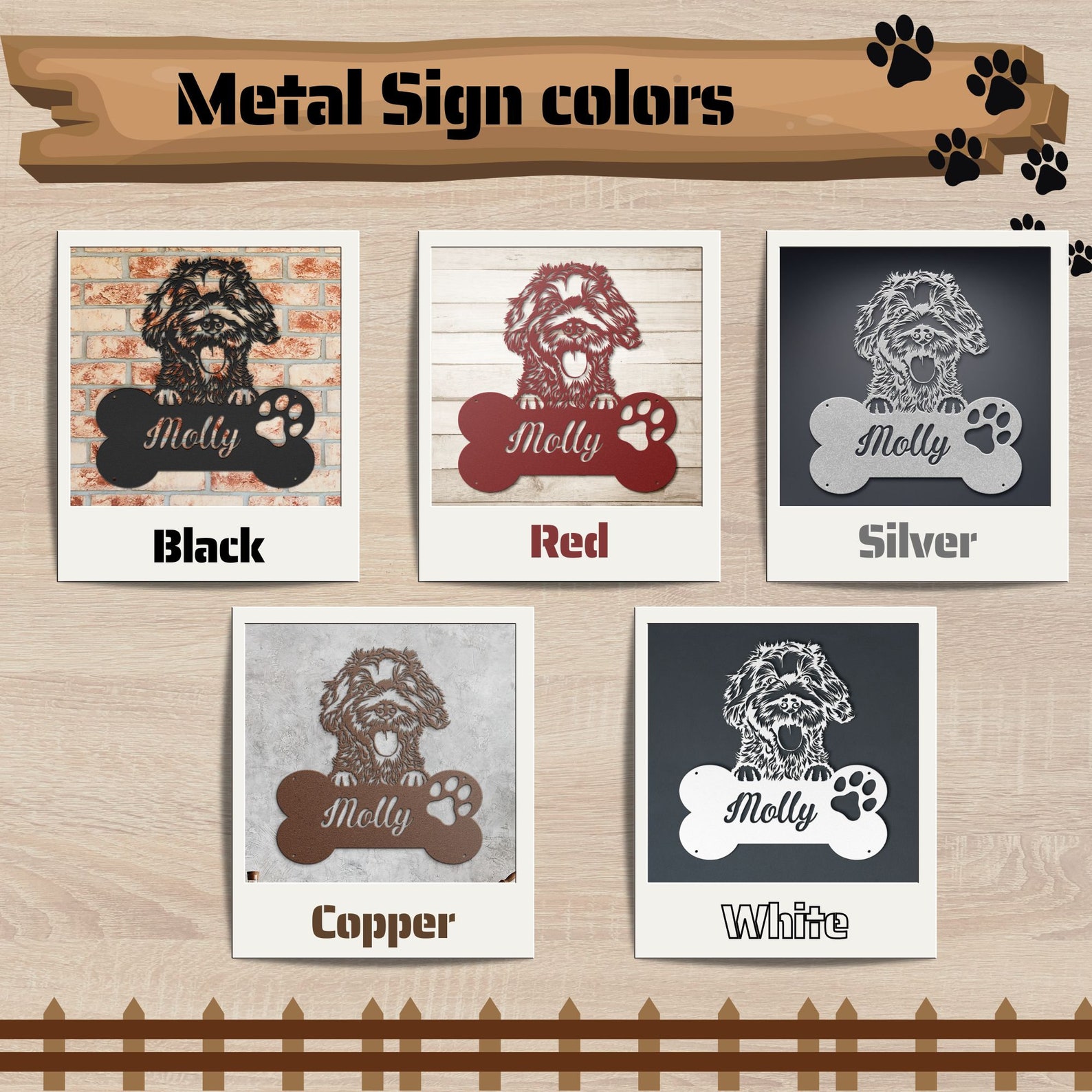Custom Dog Metal Sign Puppy Name Wall Art Personalized Doggy Name Iron ...