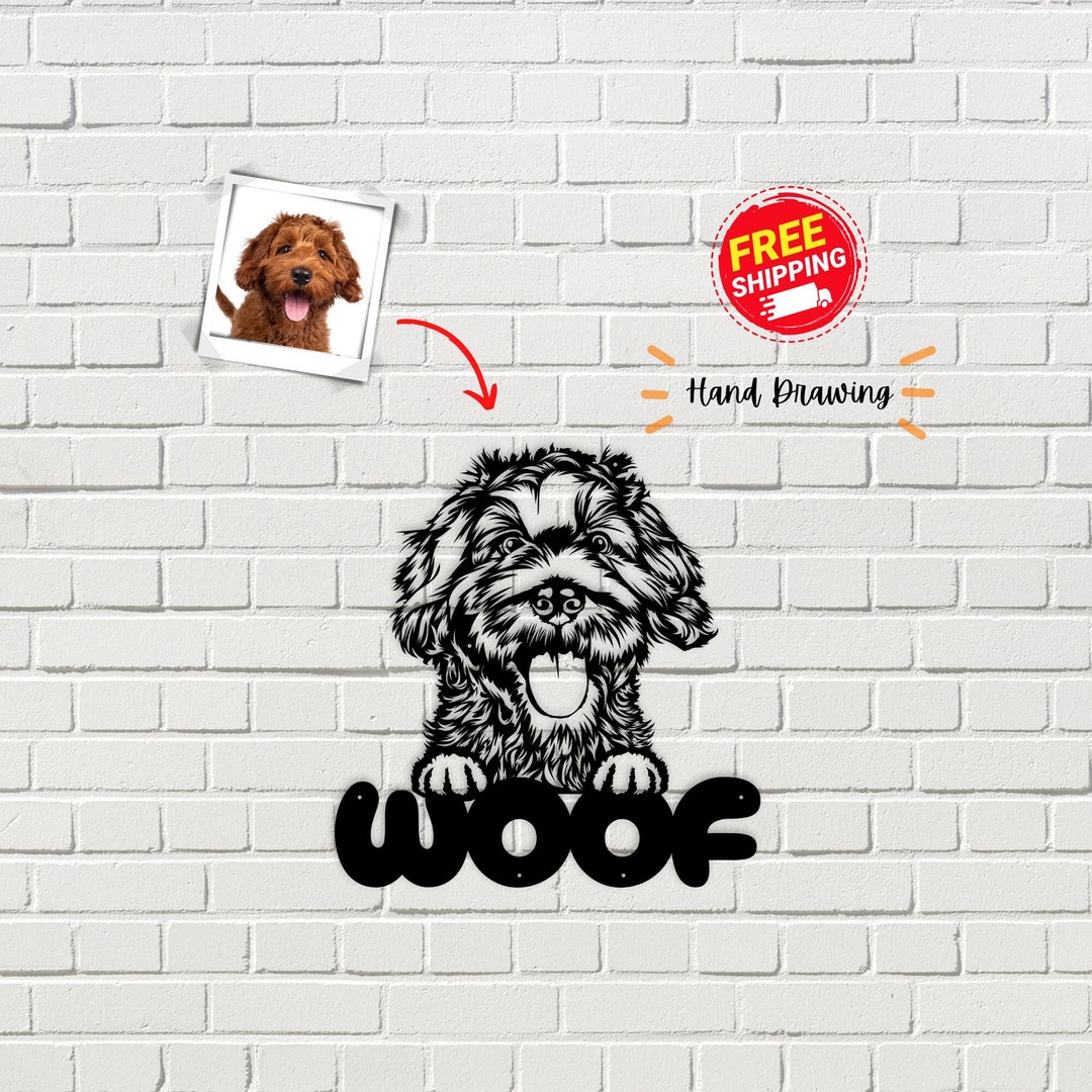Woof Dog Sign, Custom Dog Metal Sign, Cute Dog Art, Dog Decor With ...