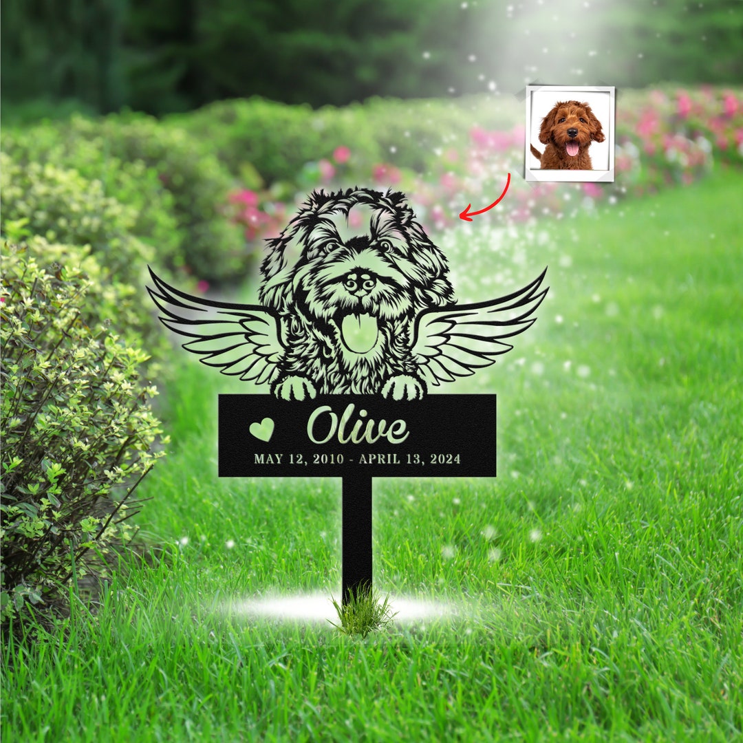 Dog Grave Marker Cross Wings, Pet Memorial Sign, Dog Memorial Stake ...