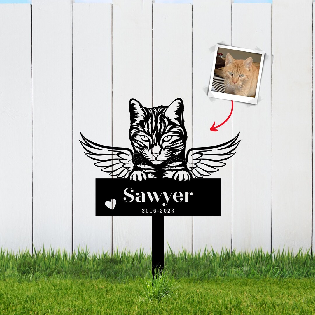 Custom Cat Memorial Sign: Personalized Metal Grave Marker, Garden ...