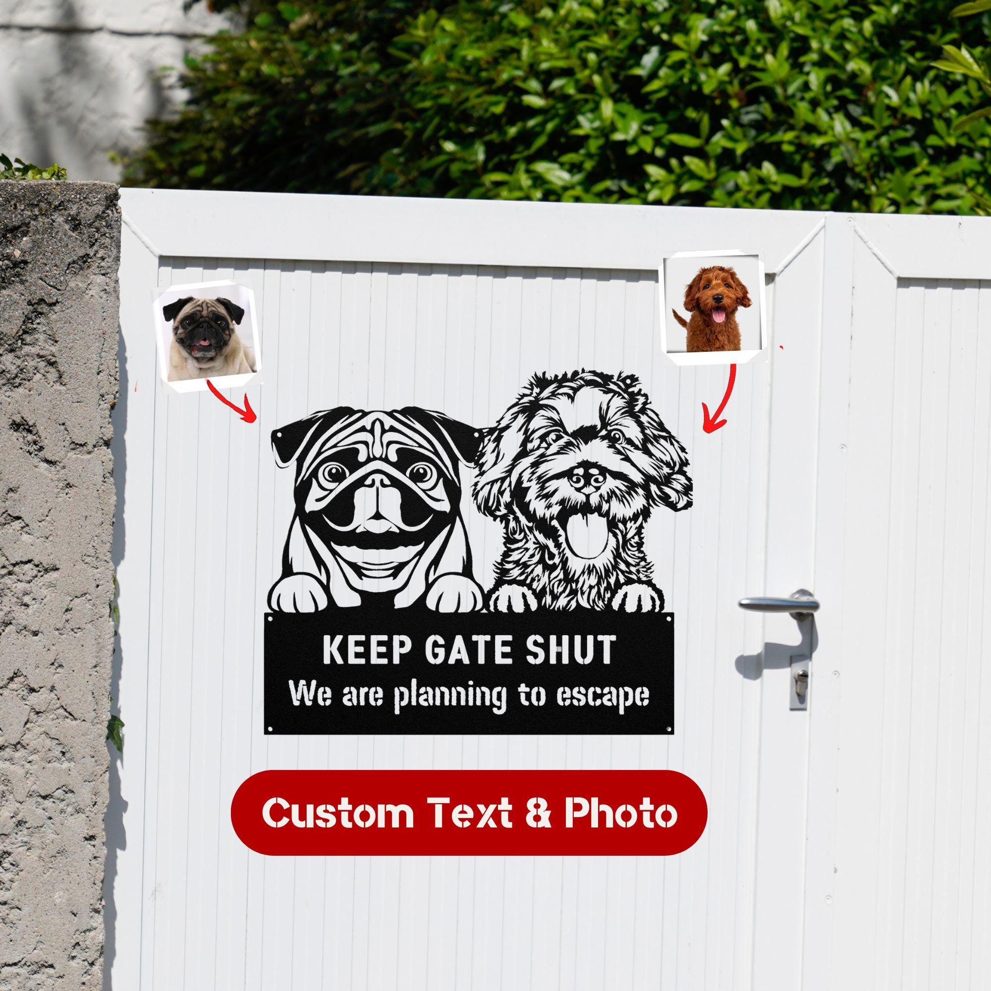 Custom Dog Gate Sign: Keep Gate Shut, Personalized Pet Fence House Door ...