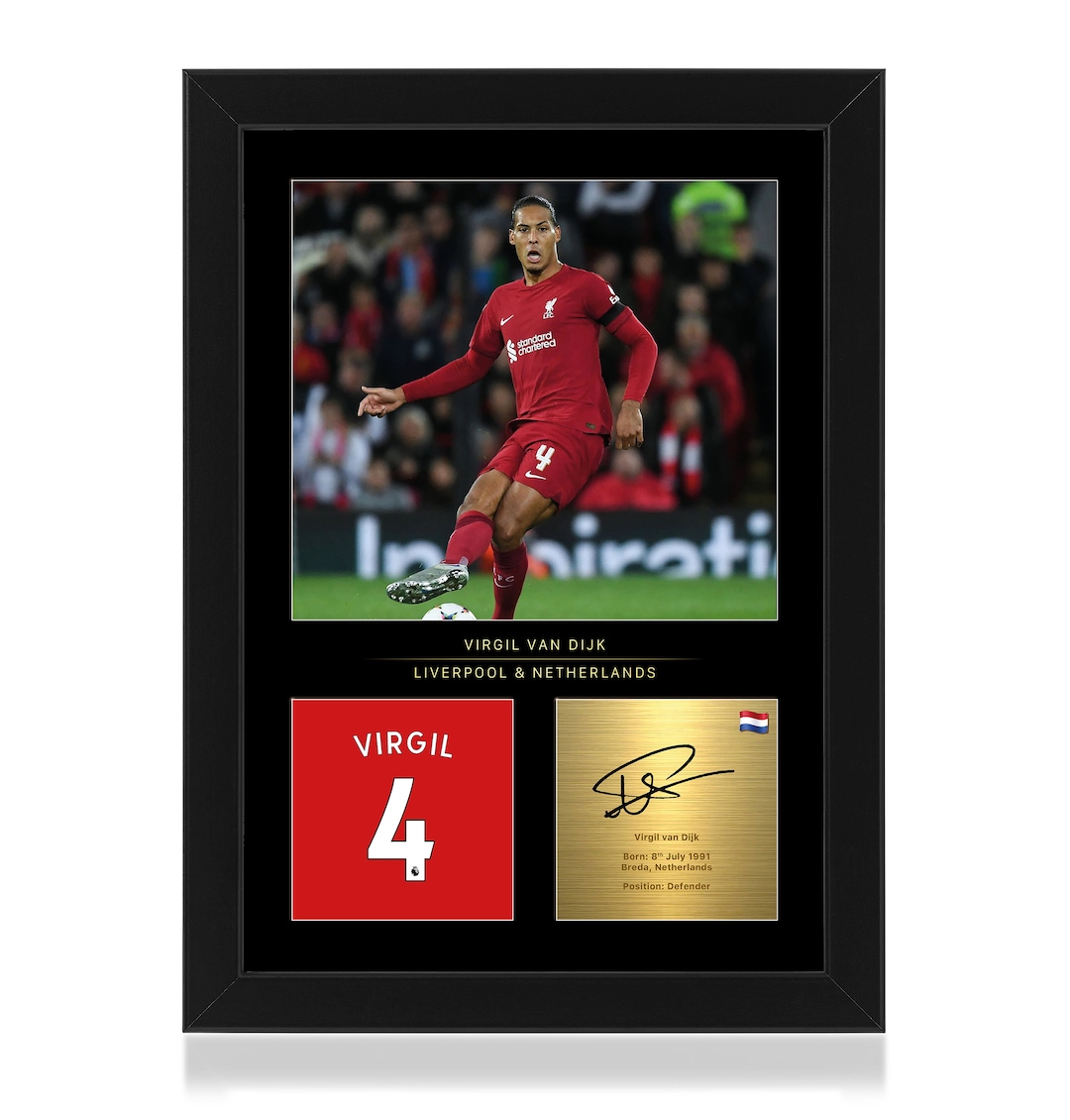 Virgil Van Dijk Framed Display Gift With Reproduced Digital Signature ...