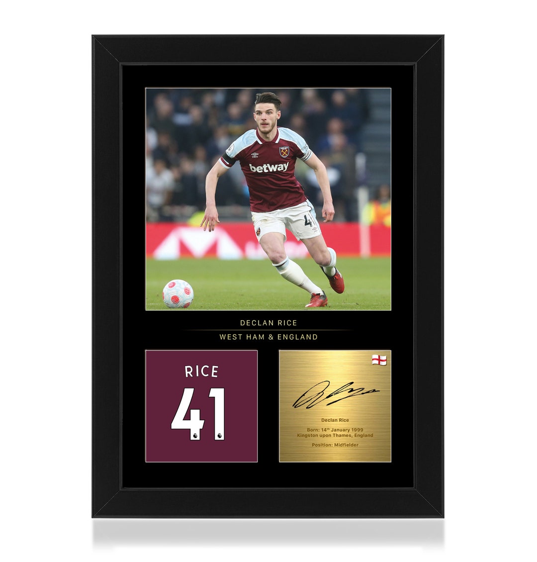 Declan Rice Framed Display Gift With Reproduced Digital Signature - Etsy