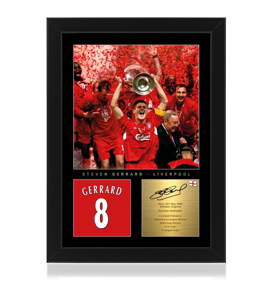 Steven Gerrard Liverpool Legend Framed Display Gift With Reproduced ...