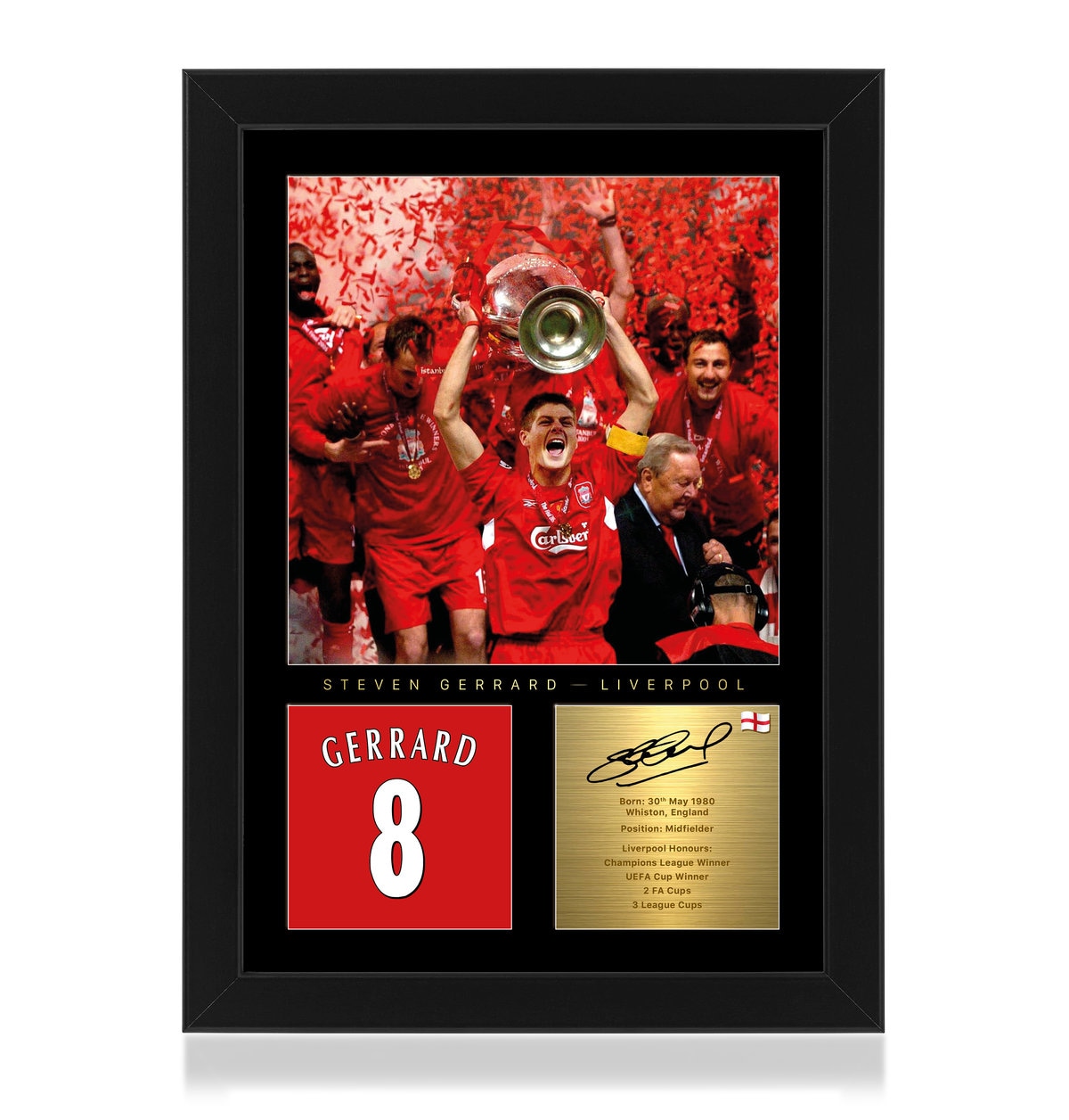 Steven Gerrard Liverpool Legend Framed Display Gift With Reproduced ...