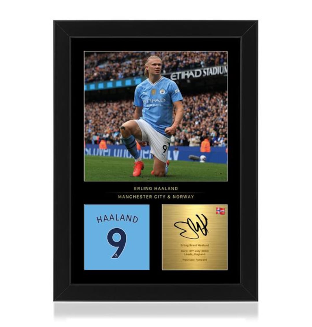 Erling Haaland Framed Display Gift With Reproduced Digital Signature - Etsy