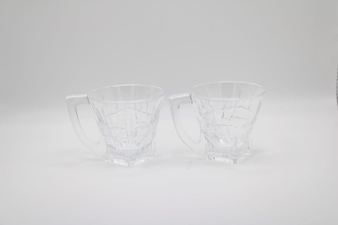RCR Crystal Coffee Mugs: Italian Square Bottom Glass, Set of 2 - Etsy