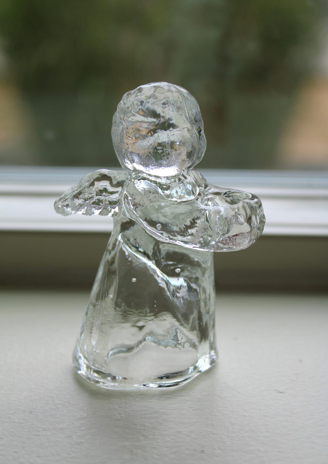 Vintage Mini Taper Candle Clear Glass Angel - Etsy