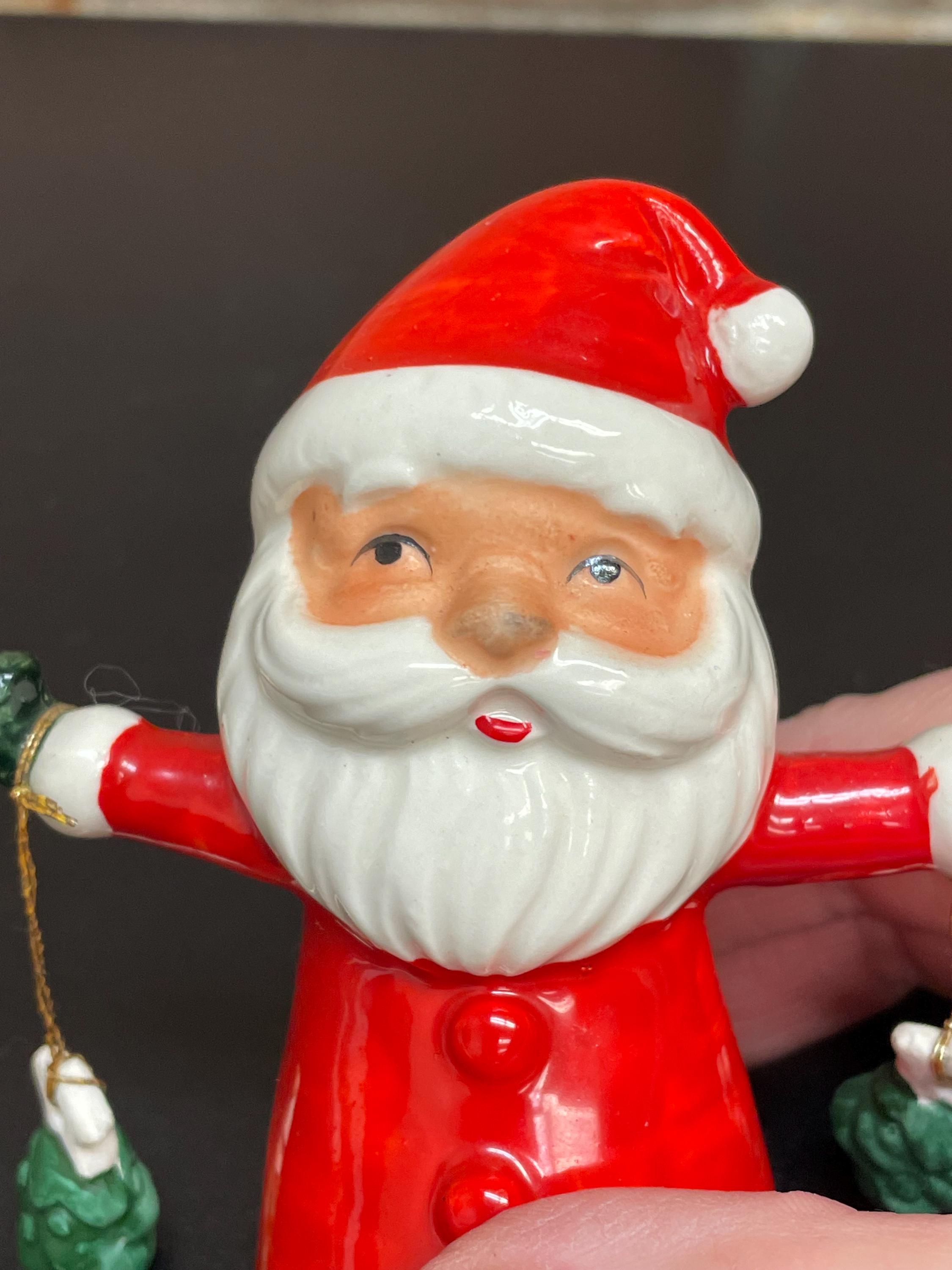 Vintage Santa Figurine Made in Japan Santa Holding Tiny Christmas Trees ...