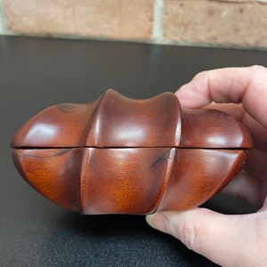 Vintage Wooden Clamshell Trinket Box Wood Shell Ring or Jewelry Box ...