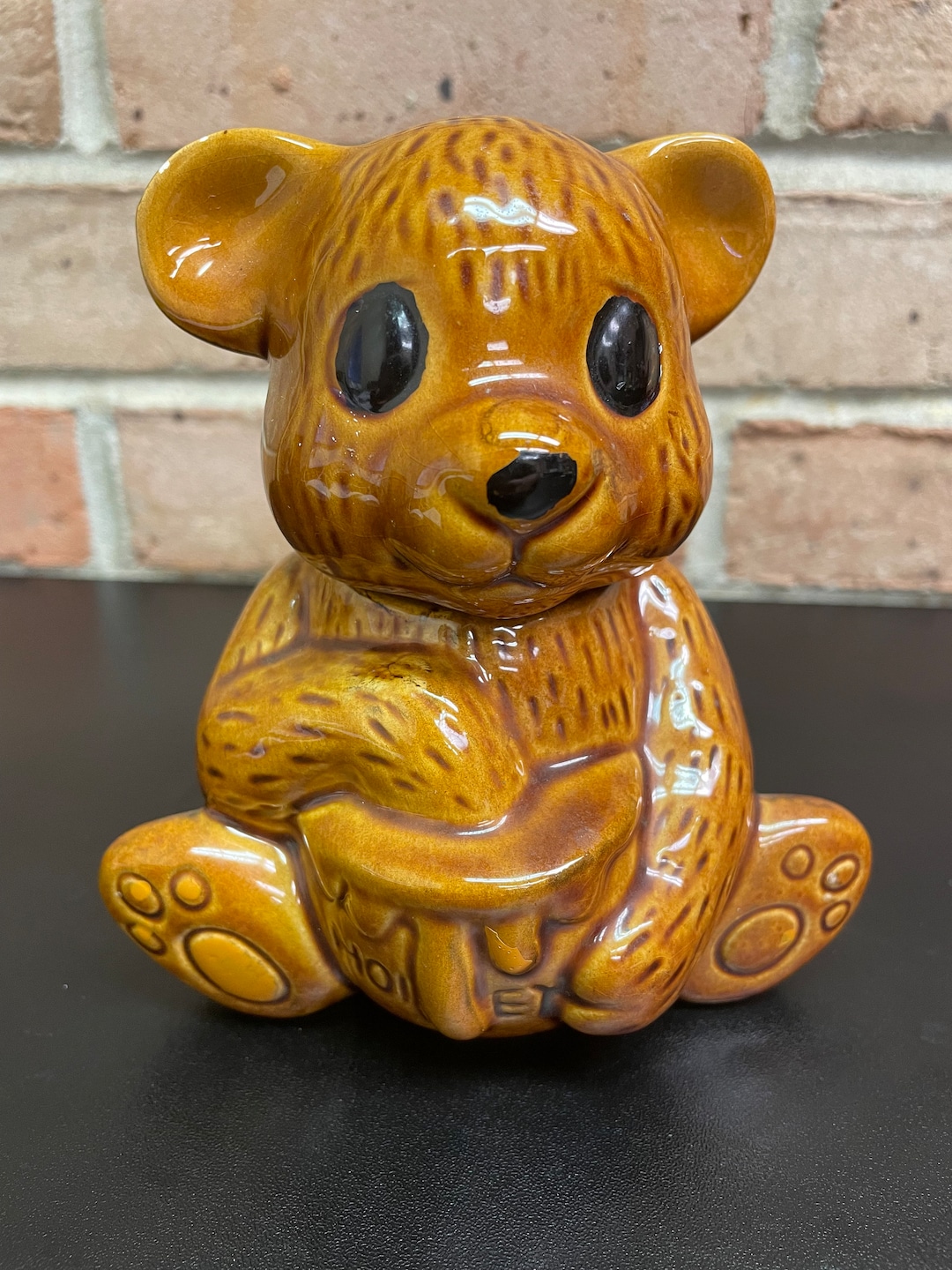 Vintage Brown Ceramic Bear Honey Pot or MINI Cookie Jar 5 1/2" Made in ...