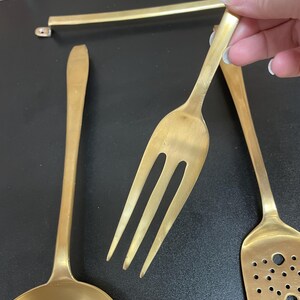 Vintage French Brass Kitchen Utensils With Hanging Bar 5 Piece Set ...