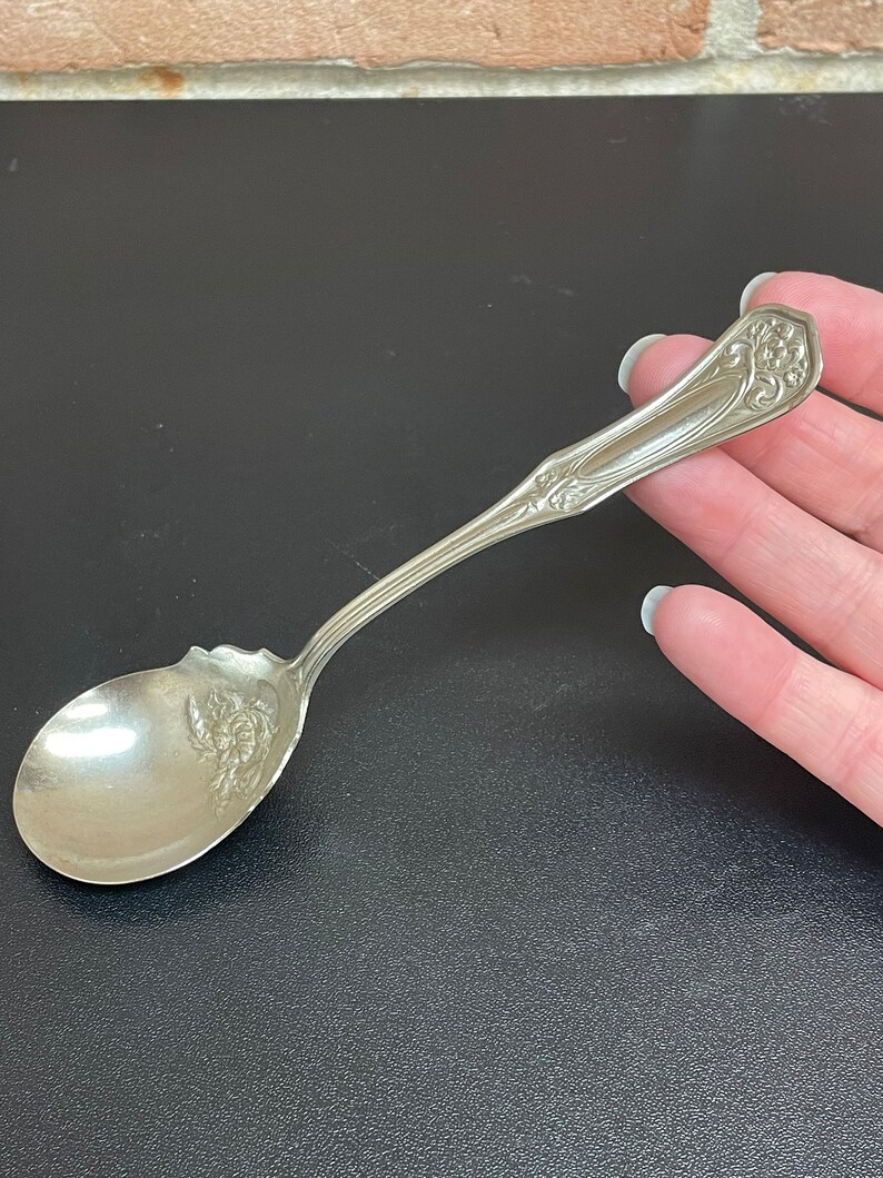 Antique Wm A Rogers Sugar Spoon Silver Nickel Ornate Floral Spoon With ...