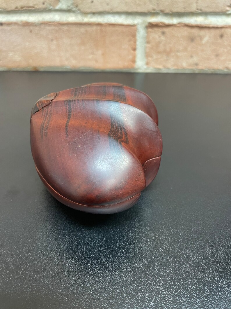 Vintage Wooden Clamshell Trinket Box Wood Shell Ring or Jewelry Box ...