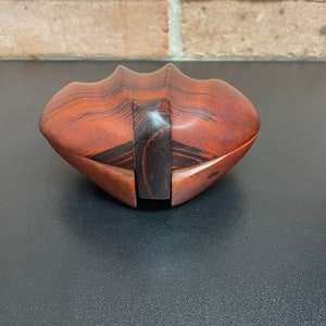 Vintage Wooden Clamshell Trinket Box Wood Shell Ring or Jewelry Box ...