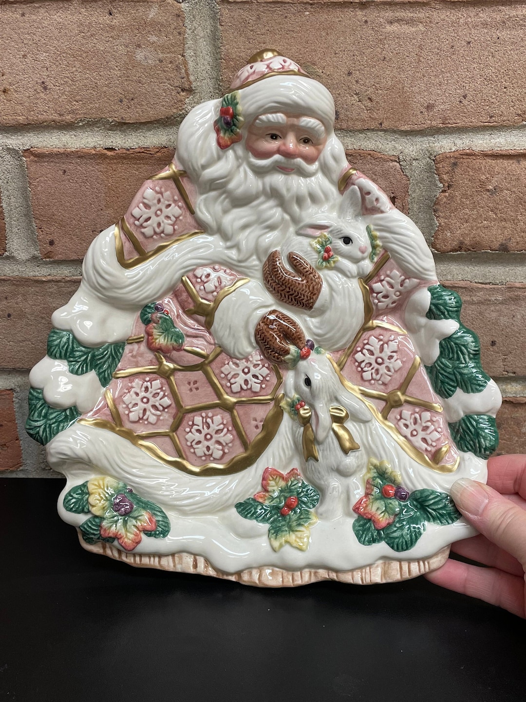 Vintage Fitz and Floyd Santa Serving Plate Snowy Woods Pattern ...