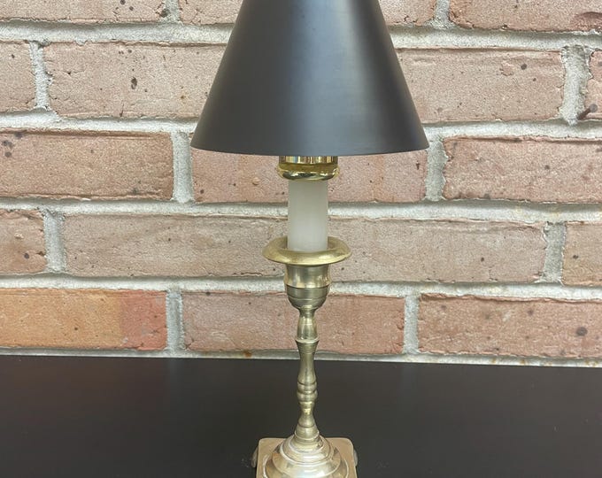 Vintage Metal Candlestick Accent Lamp Black Metal Shade Accent Lamp ...