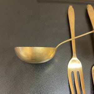 Vintage French Brass Kitchen Utensils With Hanging Bar 5 Piece Set ...