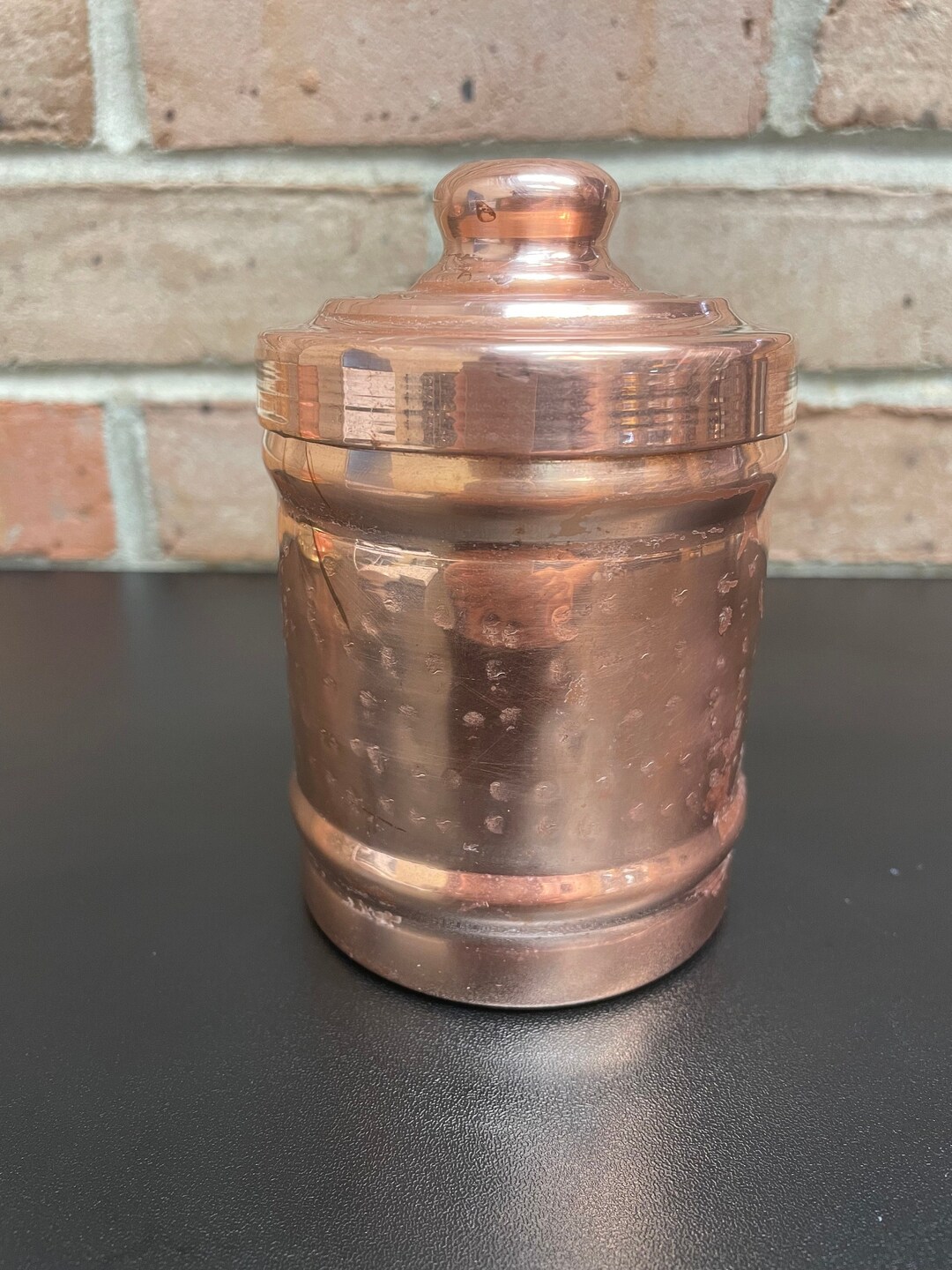 Vintage Copper Small Canister Copper Spice Jar With Lid Hammered With ...