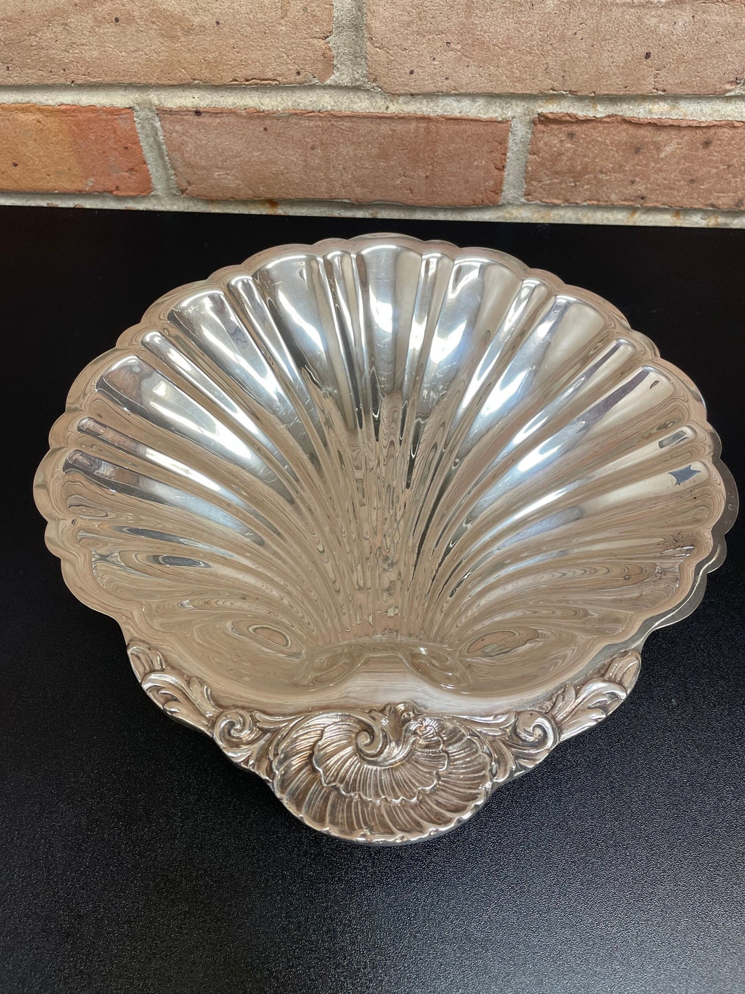 Vintage Silver Plated Clam Shell Tray With 4 Snail Feet Scalloped Shell ...