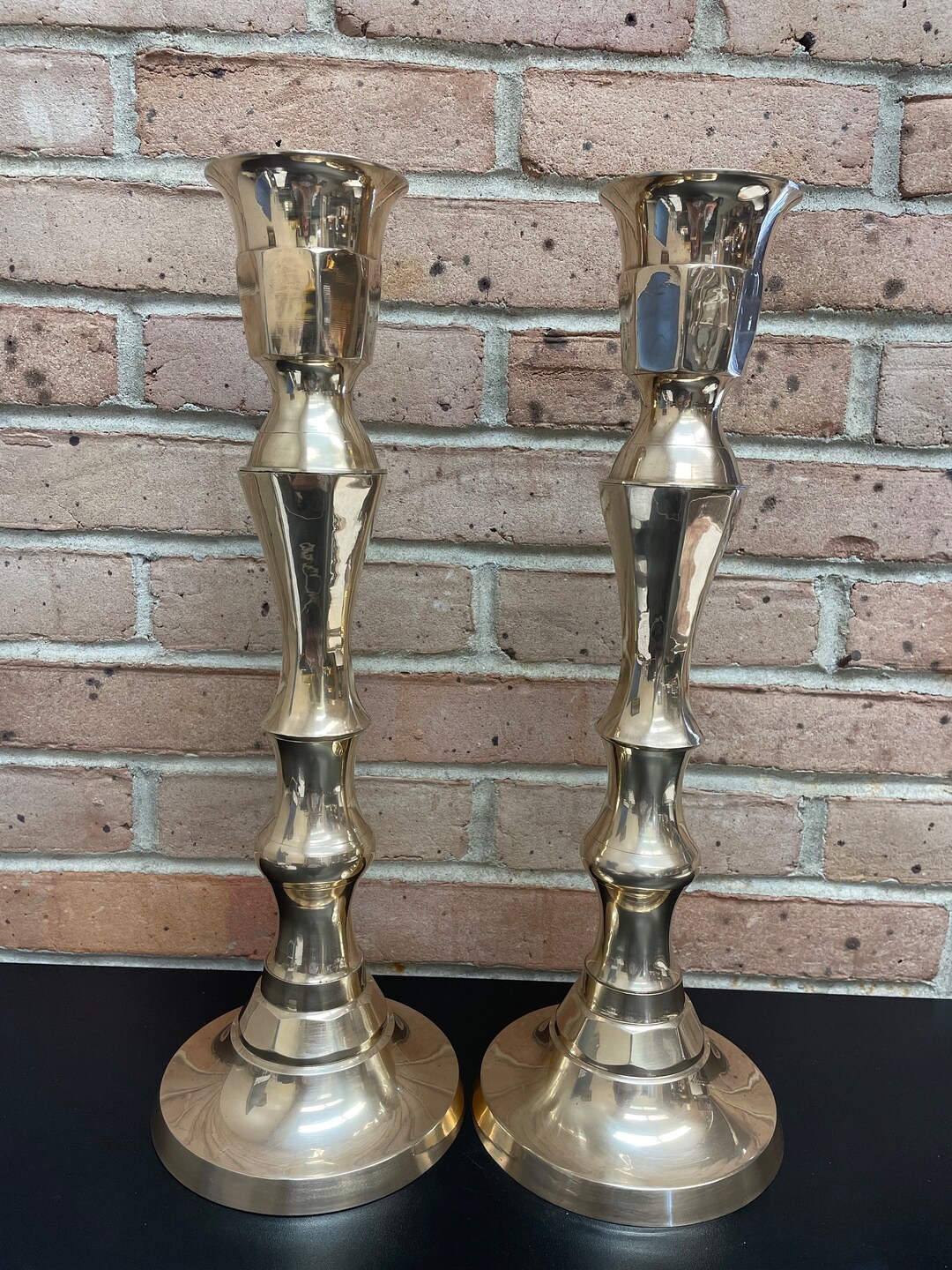 Brass Vintage Candlesticks Holders Extra Tall at 18'' Large Heavy and ...