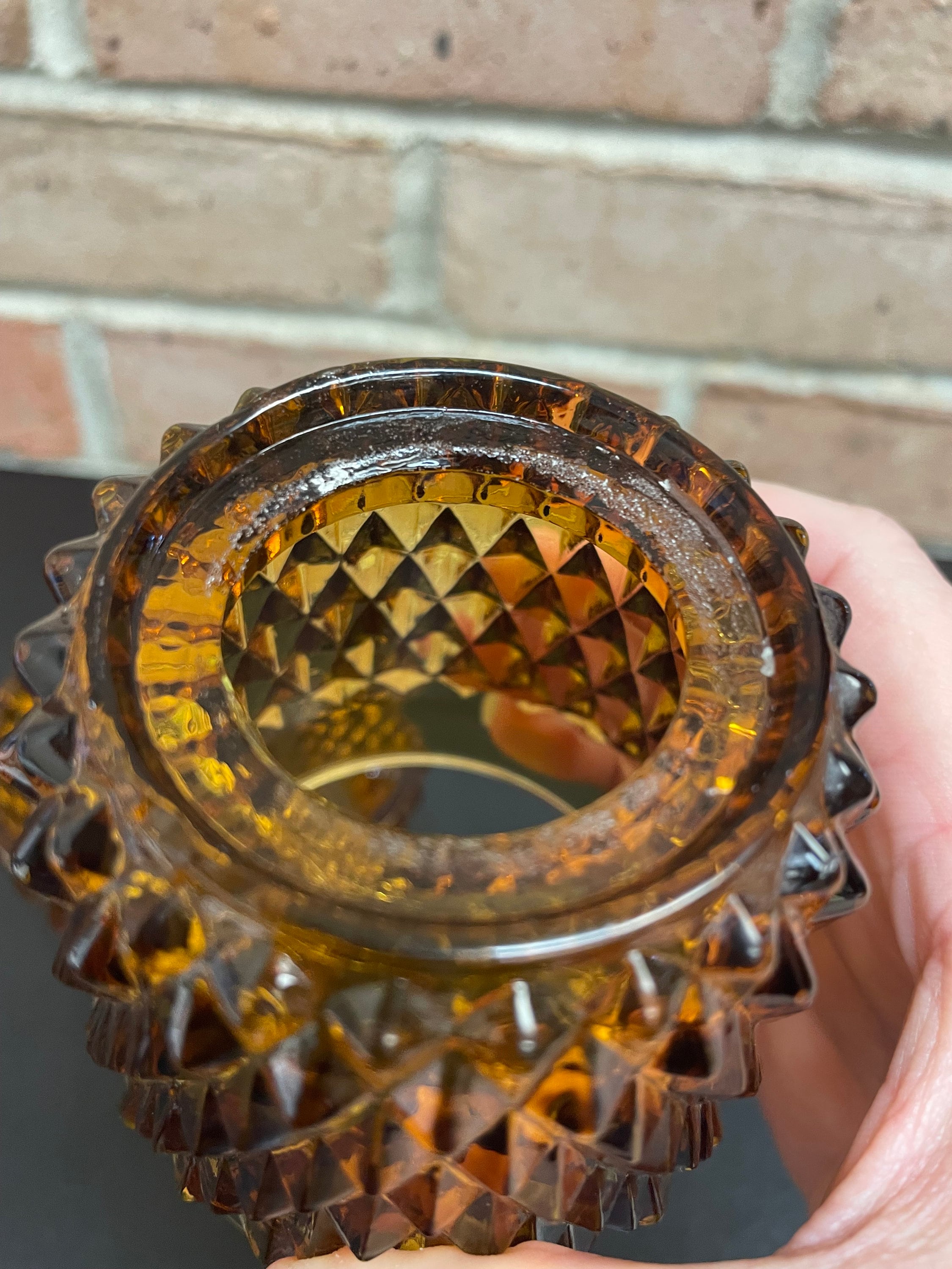 Vintage Amber Glass Fairy Lamp Covered Pedestal Candle Holder - Etsy