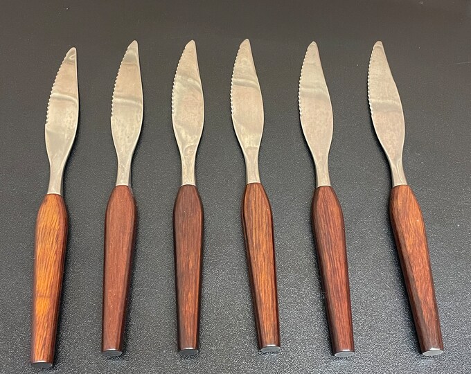 Vintage Danish Modern Fleetwood Designer Stainless Steak Knife Set of 6 ...