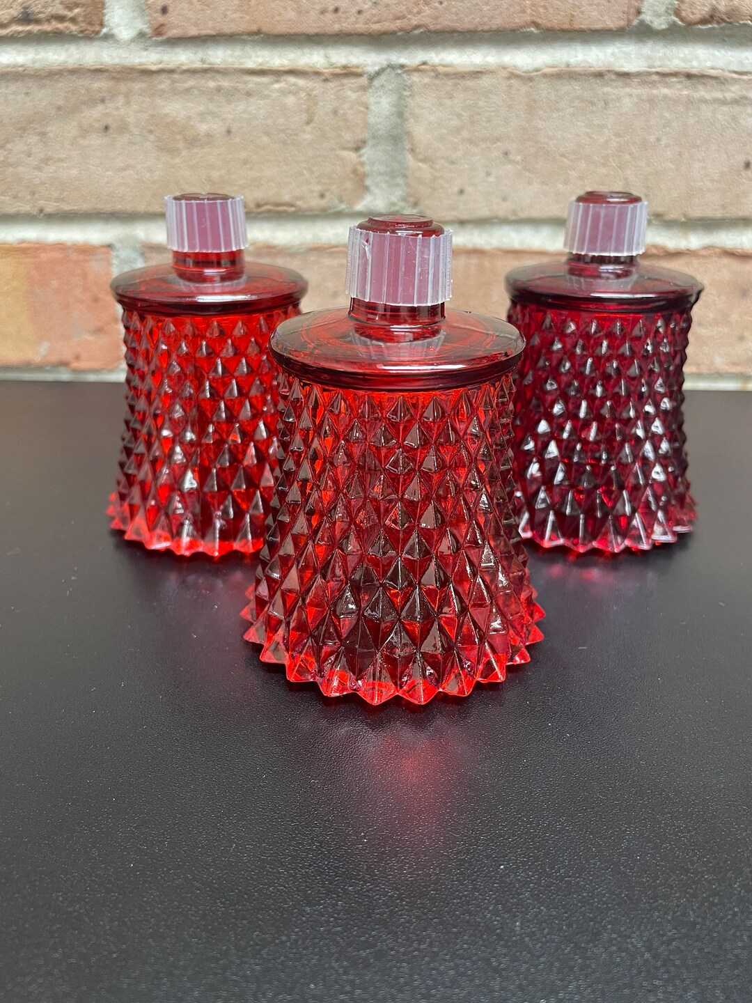 Vintage HOMCO Home Interiors Red Diamond Votive Cups Ruby Red Peg Style Candle Holders to Turn a ...