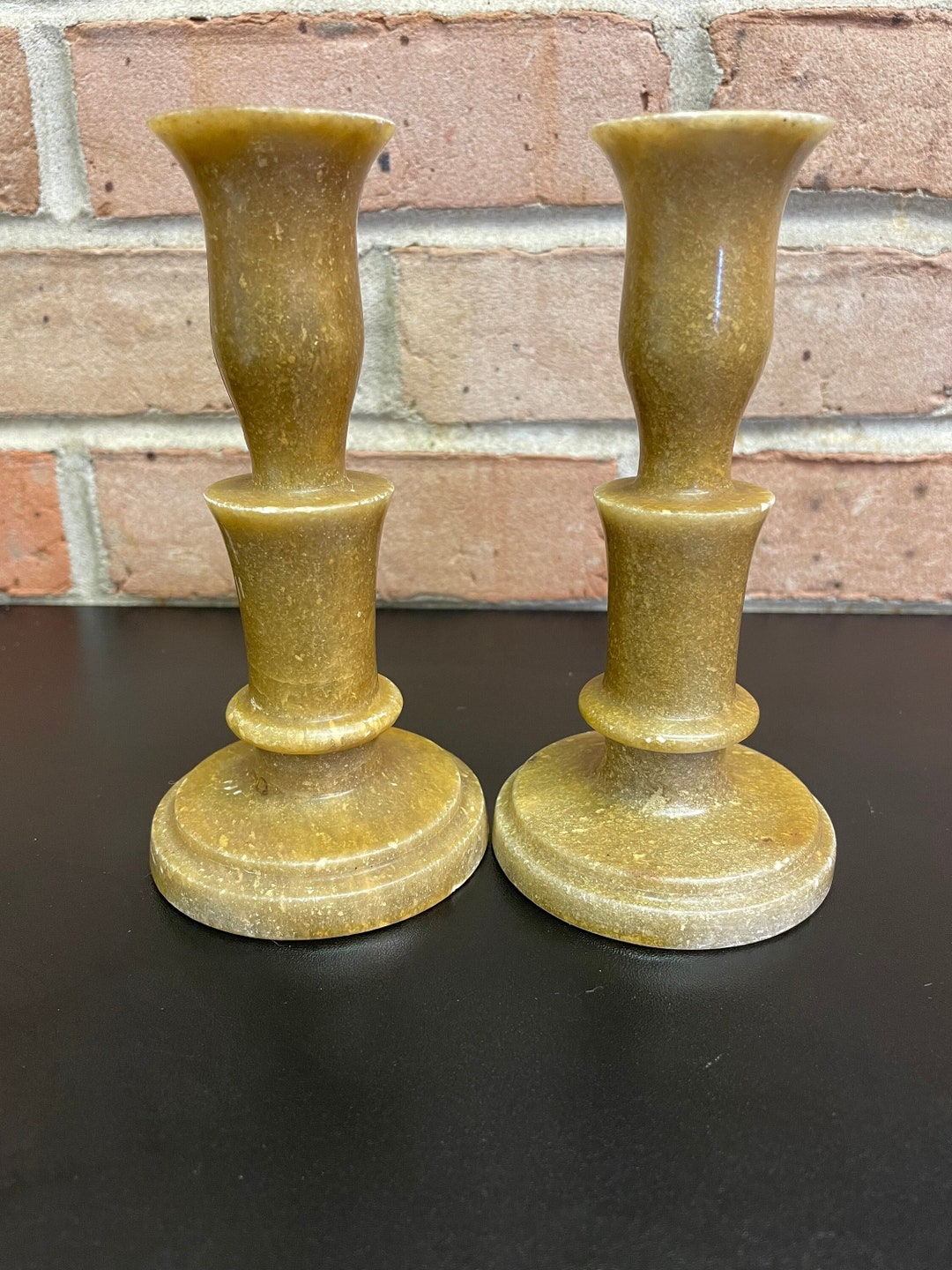 Vintage Alabaster Candlesticks Set of 2 Made in Greece Solid and Heavy ...