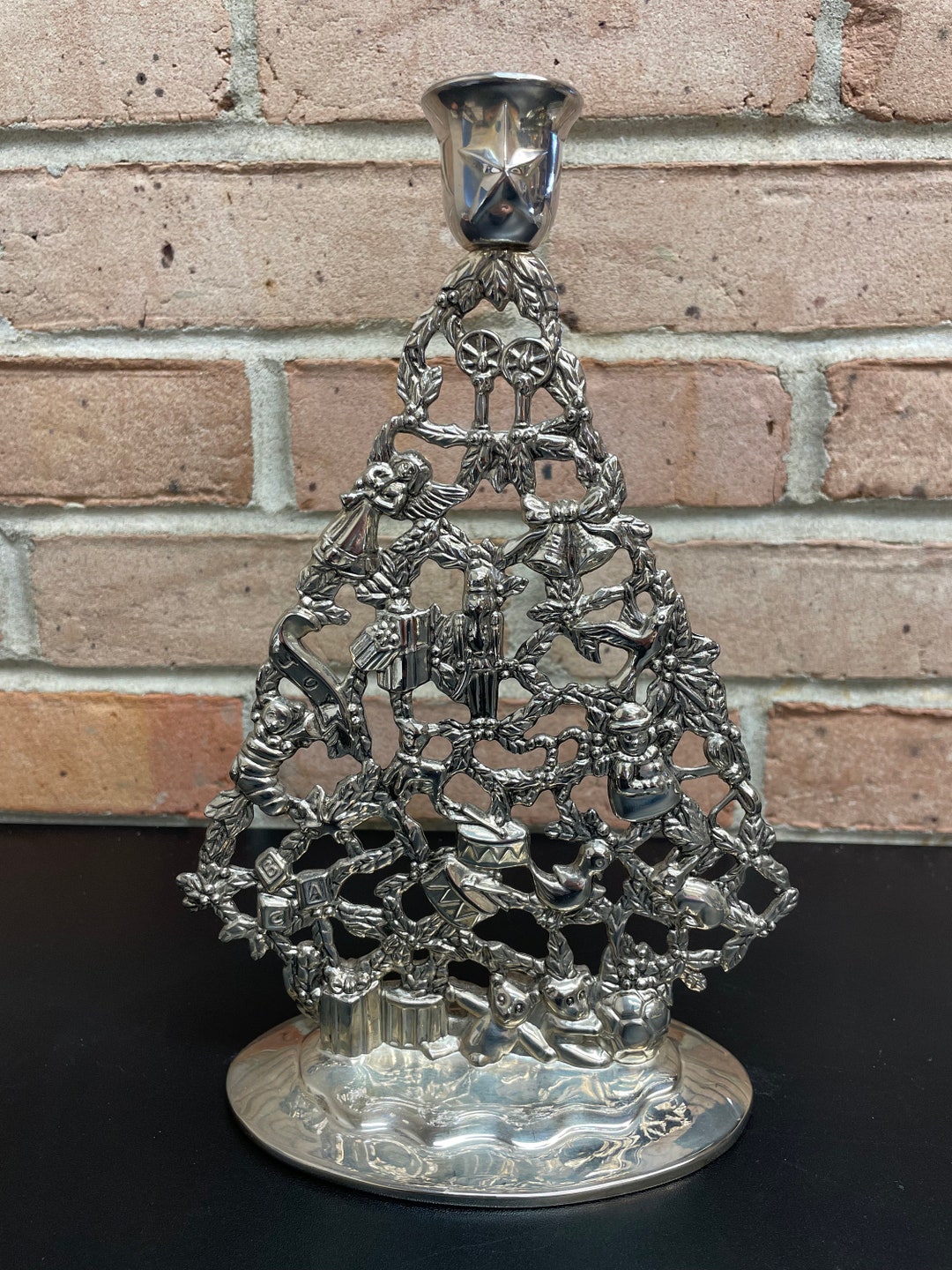Vintage Silverplated Christmas Tree Taper Candle Holder Made by ...