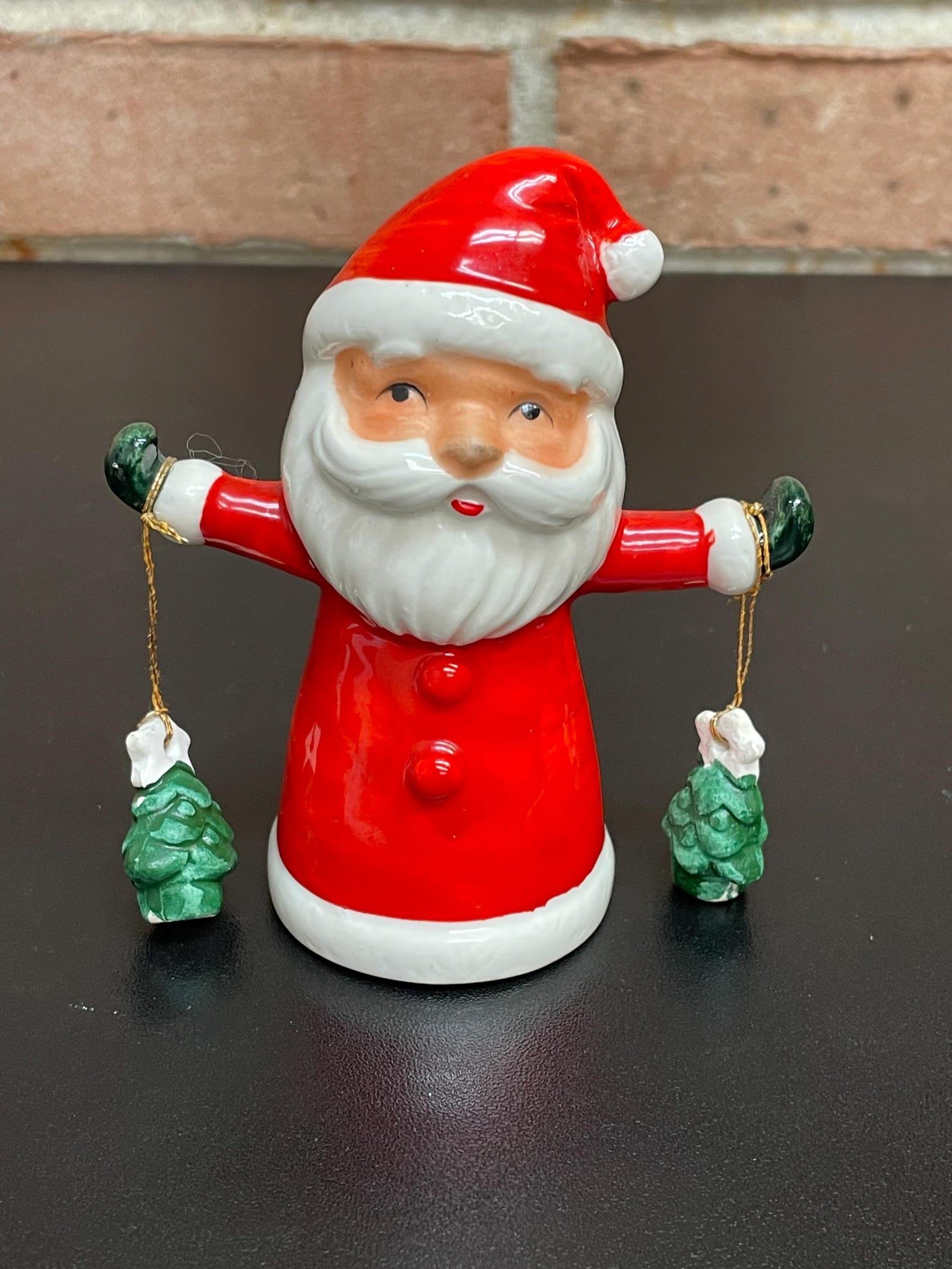 Vintage Santa Figurine Made in Japan Santa Holding Tiny Christmas Trees ...