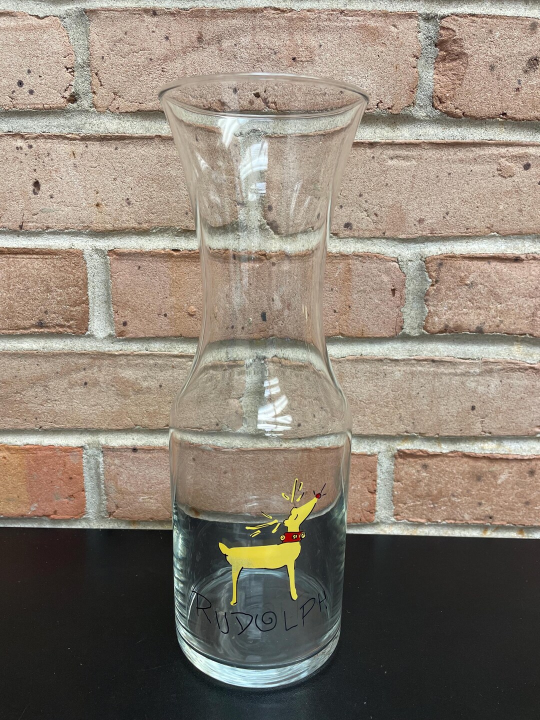 Vtg Pottery Barn Rudolph Glass Carafe Reindeer Series Great Condition ...