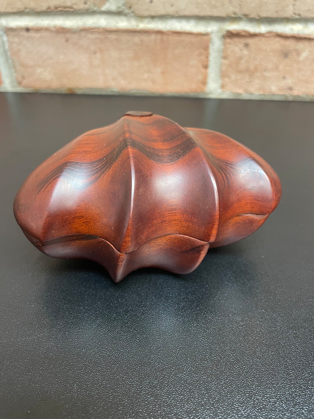 Vintage Wooden Clamshell Trinket Box Wood Shell Ring or Jewelry Box ...