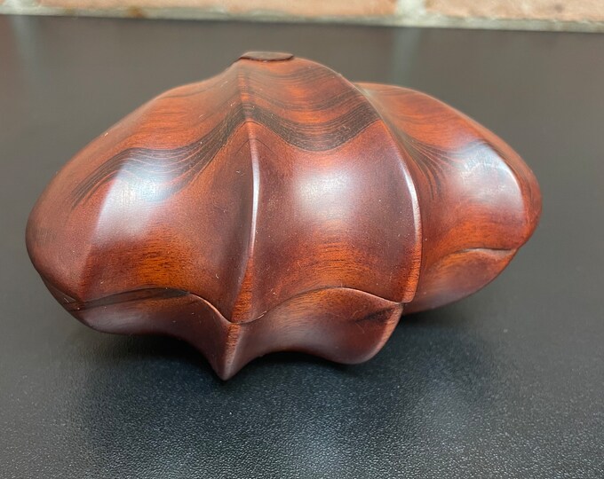 Vintage Wooden Clamshell Trinket Box Wood Shell Ring or Jewelry Box ...