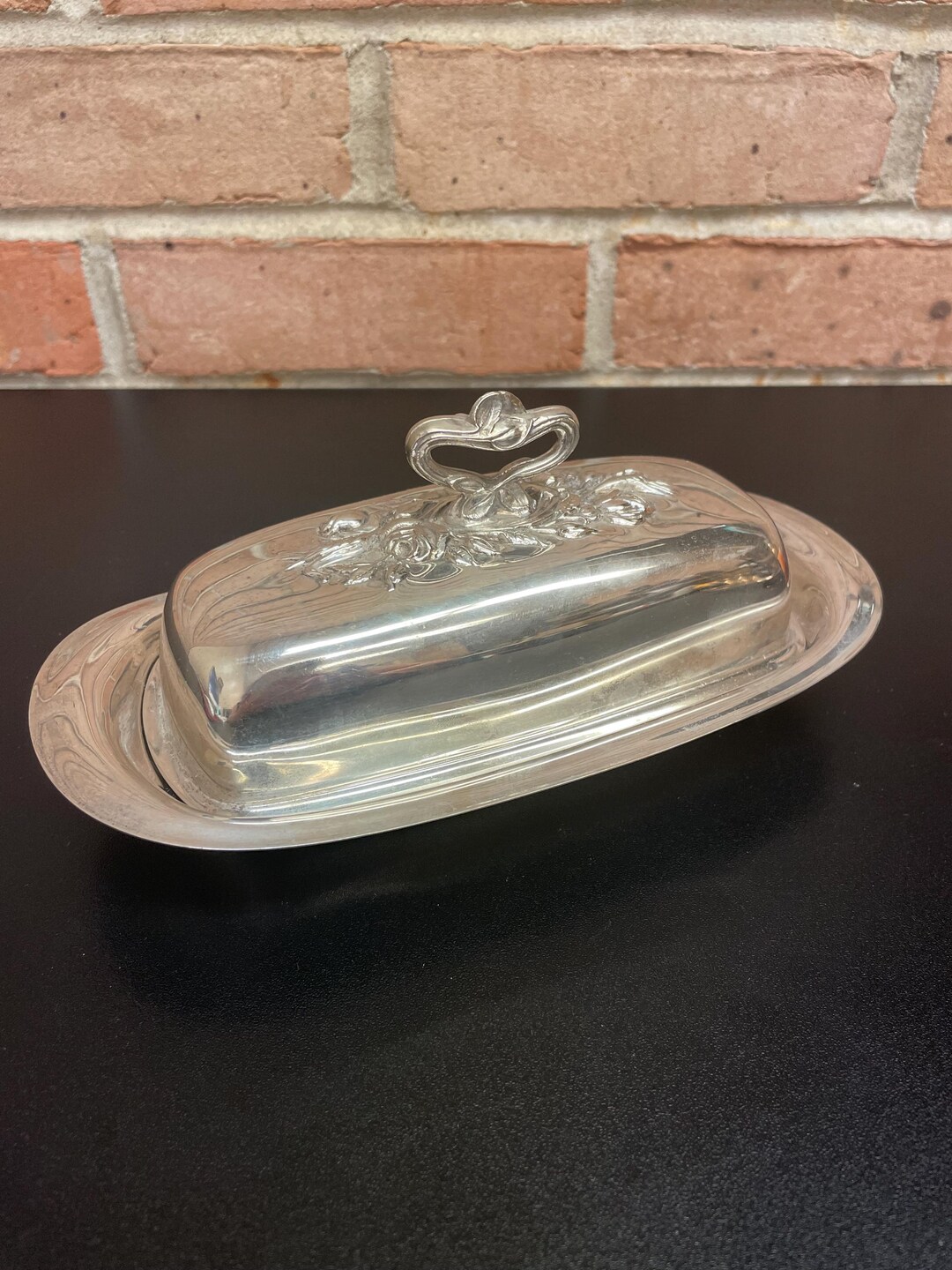 Vintage Silver Plate Butter Dish With Ornate Repoussé Rose Design ...