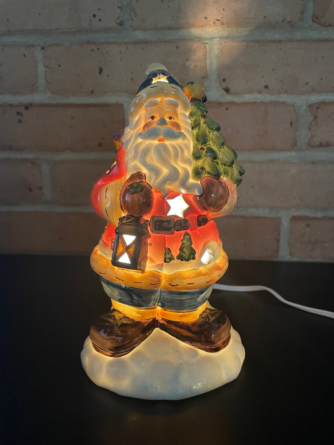 Vintage Ceramic Santa Lamp Night Light Lamp With Removable Cord Santa ...