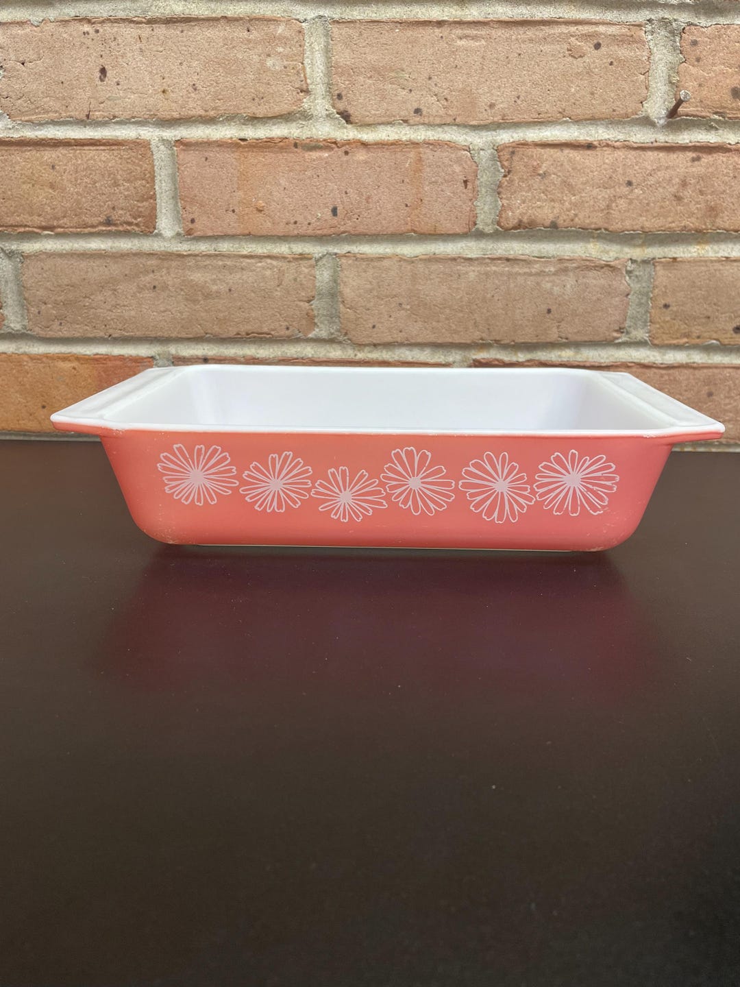 Vintage Pyrex Pink Daisy #575-B 2 Quart Space Saver Casserole Dish ...