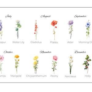 Birth Month Flower, Personal Birth Flower, Birthflower Gift for Mom ...