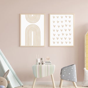 Boho Rainbow Print, Mid Century Modern Rainbow Art, Boho Nursery Decor ...