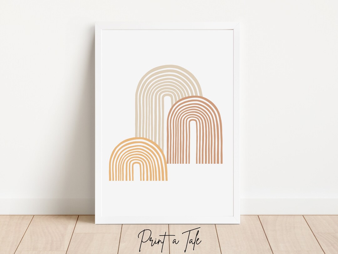 Mid Century Boho Rainbows Print, Mid Century Modern Wall Art, Boho ...